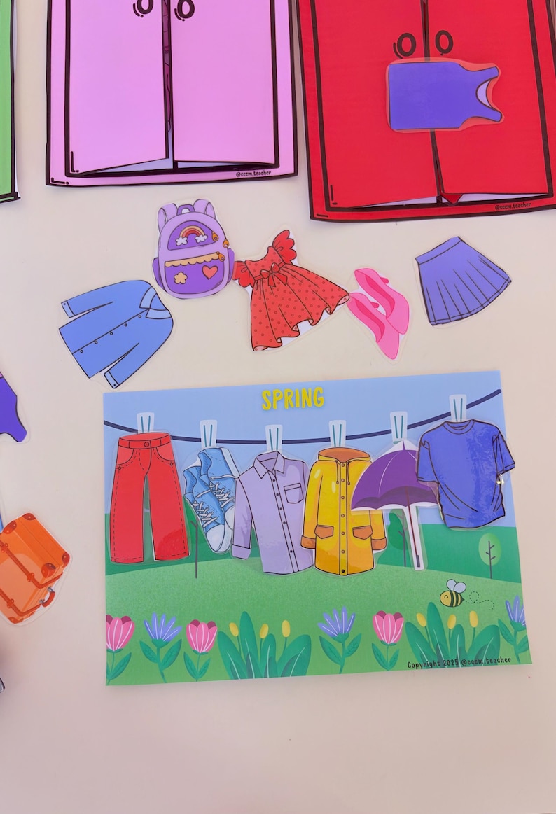 Color and Season Sorting Activity Fun Set With Clothes - Etsy