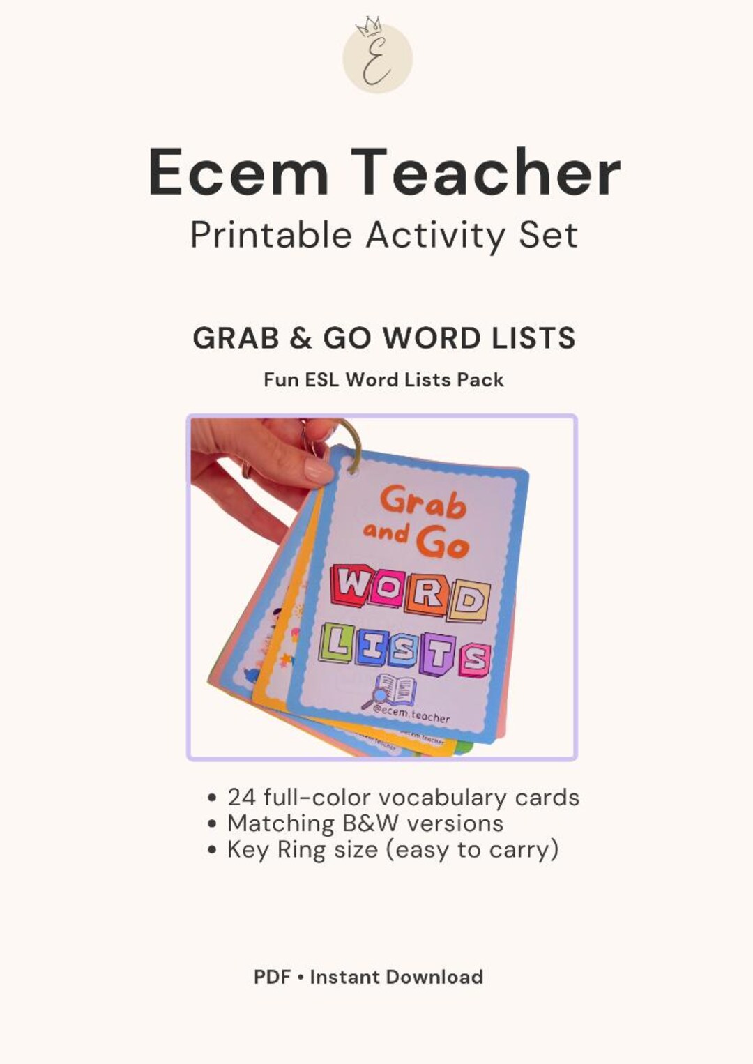 Grab and Go Word Lists – Color + B&W Bundle (48 Pages Total) - Etsy