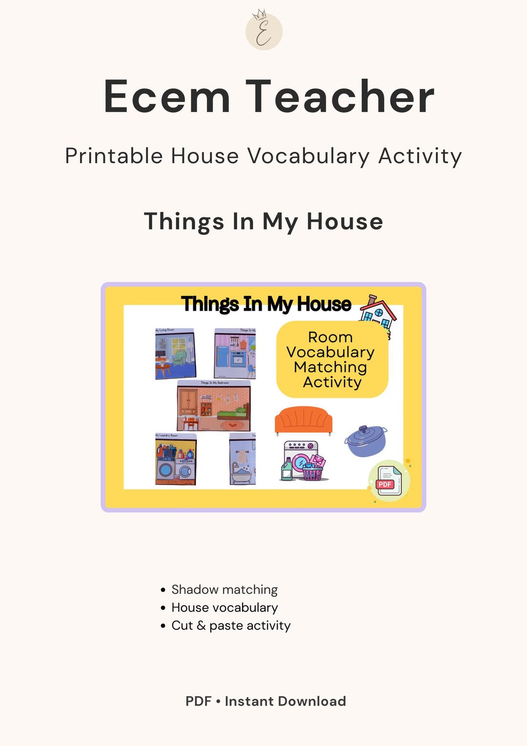Things in My House | Shadow Matching & Sorting Activity Set - Etsy