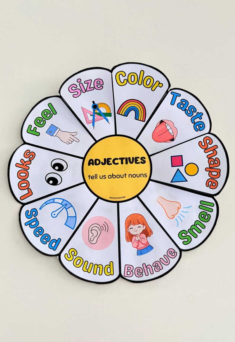 Manualidad con flores de adjetivos: actividad gramatical interactiva ...