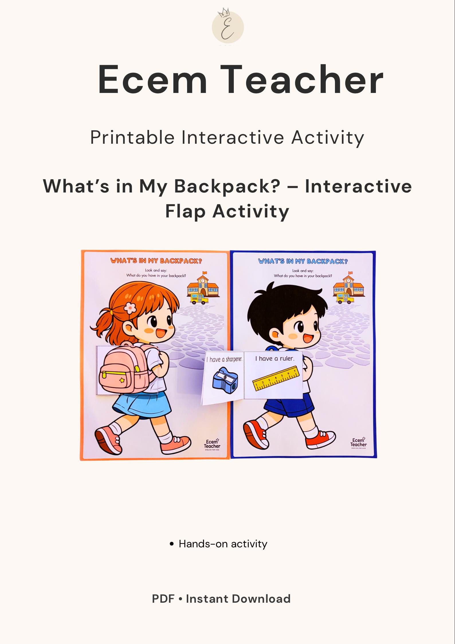 ¿Qué hay en mi mochila? – Actividad interactiva con solapas - Etsy España