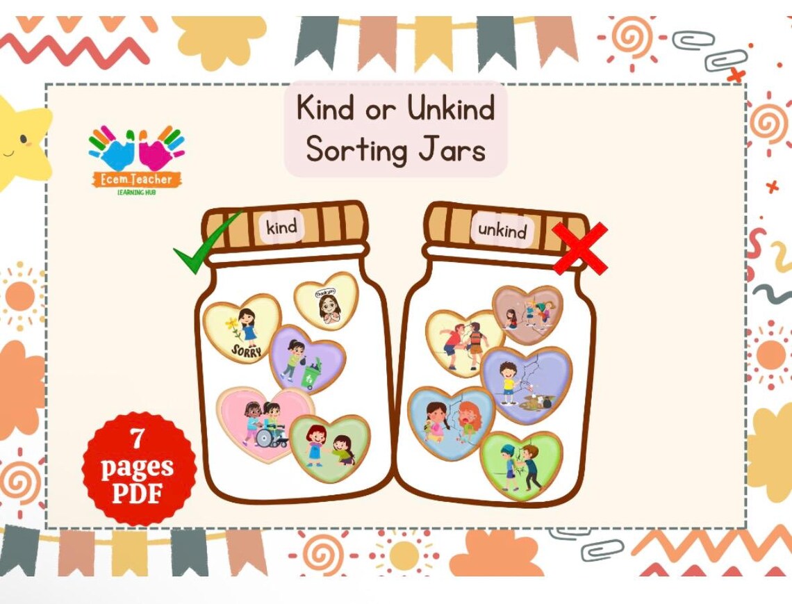 Kind Vs Unkind Cookie Jars / Sorting Activity / ESL Classroom Game ...