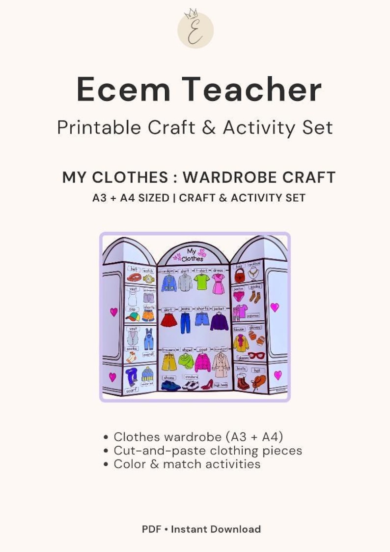 My Clothes Craft and Activity Set (A3 + A4 Sized | 12 Pages | Printable ...