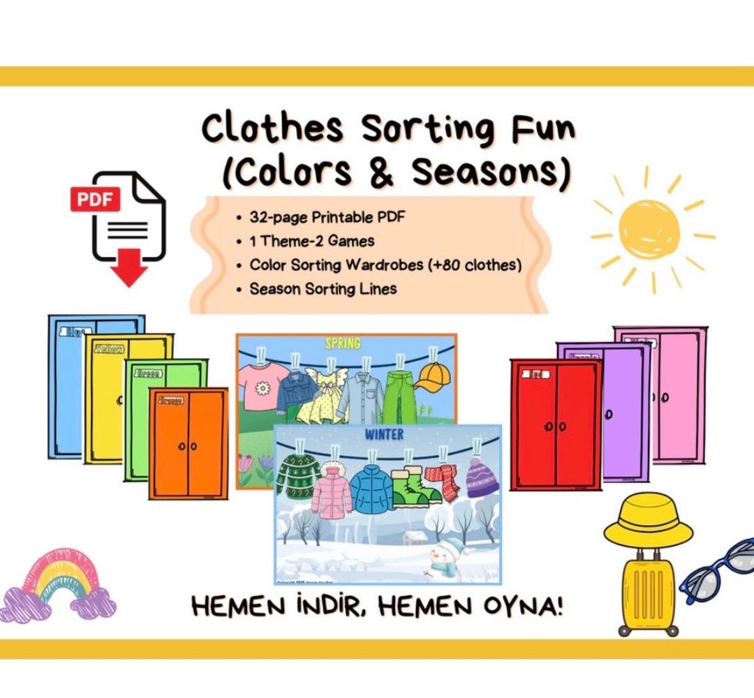 Color and Season Sorting Activity Fun Set With Clothes - Etsy Canada