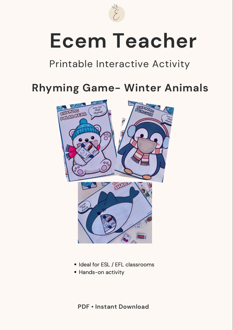 Rhyming Animals- Rhyming Activity for Kids - Etsy