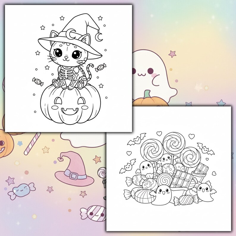 Creepy Cute Kawaii Halloween Coloring Book | 30 Adorable Spooky Pages ...