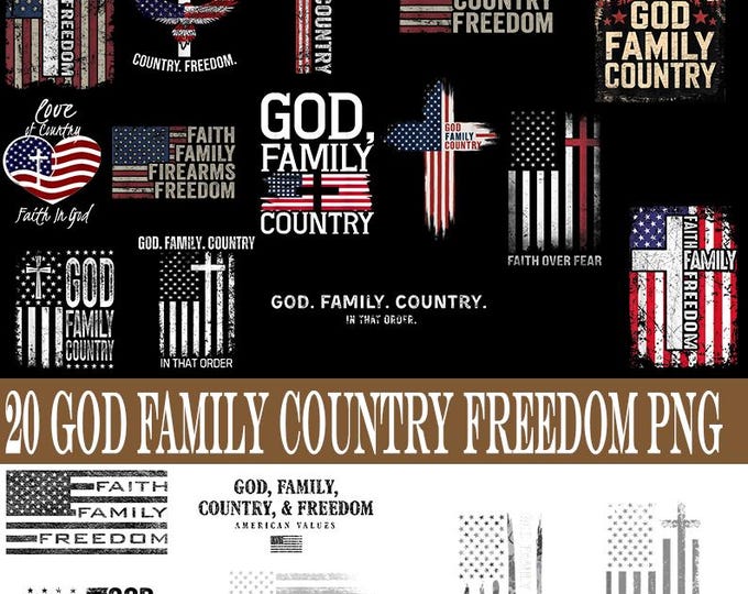 God Family Country PNG Bundle, Christian Patriotic Sublimation, USA ...