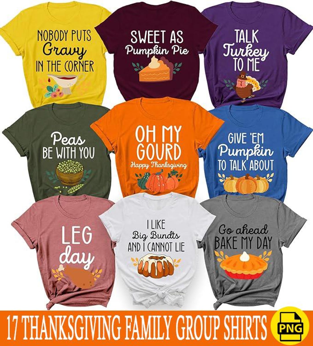 Thanksgiving Family Shirt Png Bundle, Friendsgiving Sayings Group Shirt ...