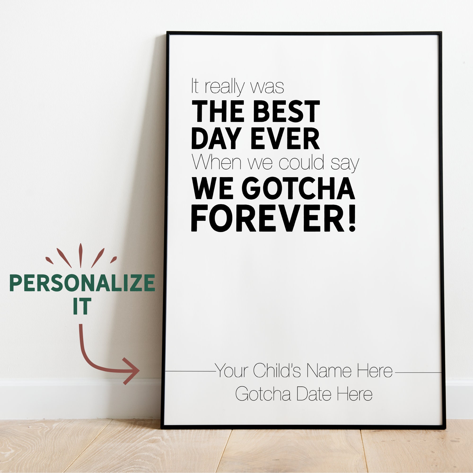 Personalized Gotcha Day Wall Art Best Day Ever Art Print | Etsy