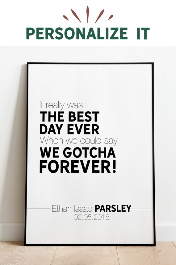 Personalized Gotcha Day Wall Art Best Day Ever Art Print | Etsy