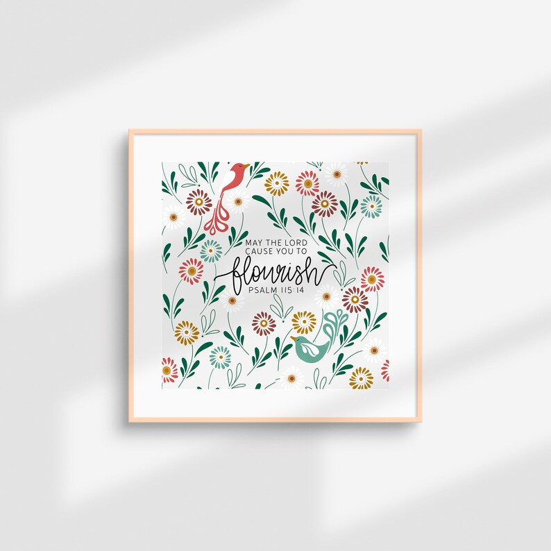 Psalm 115:4 Bible Verse Wall Art Print Encouraging Floral Bible Verse ...