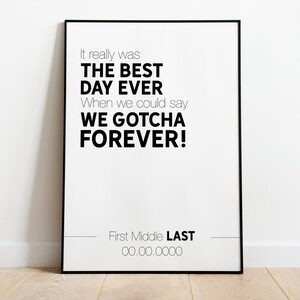 Personalized Gotcha Day Wall Art Best Day Ever Art Print Personalized ...