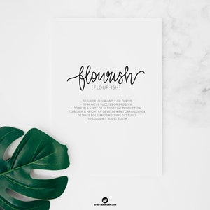 Flourish Definition Inspirational Wall Art Print Inspirational Flourish ...