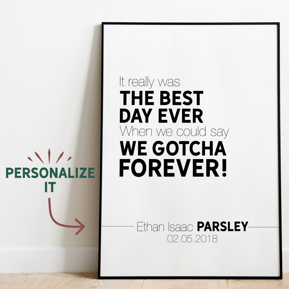 Personalized Gotcha Day Wall Art Best Day Ever Art Print | Etsy