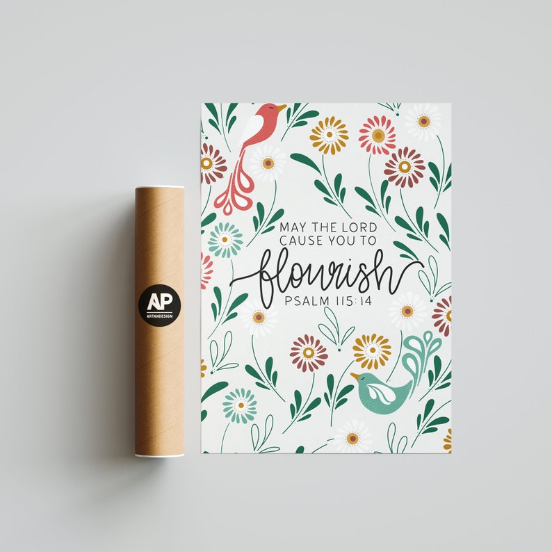 Psalm 115:4 Bible Verse Wall Art Print Encouraging Floral Bible Verse ...
