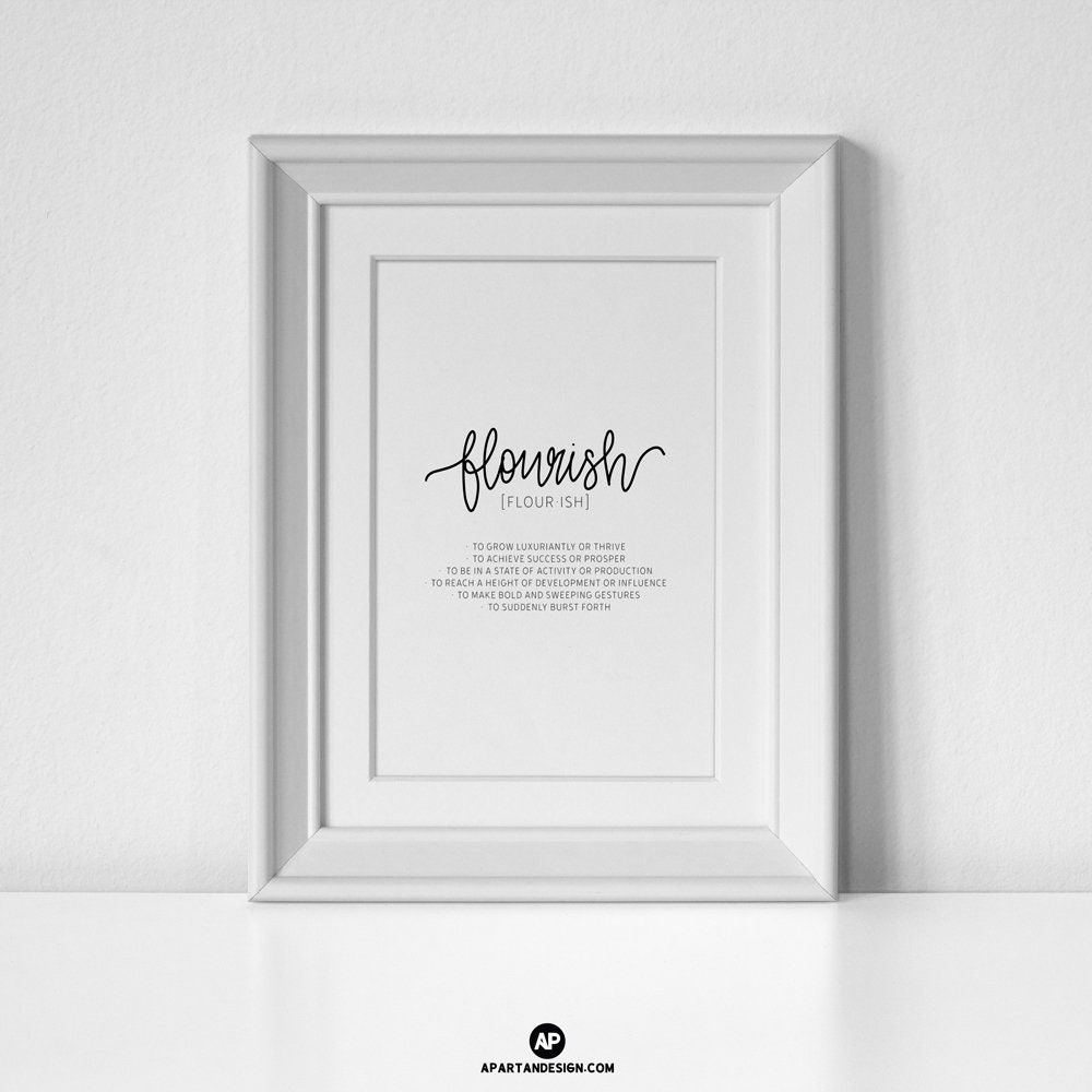 Flourish Definition Inspirational Wall Art Print - Etsy