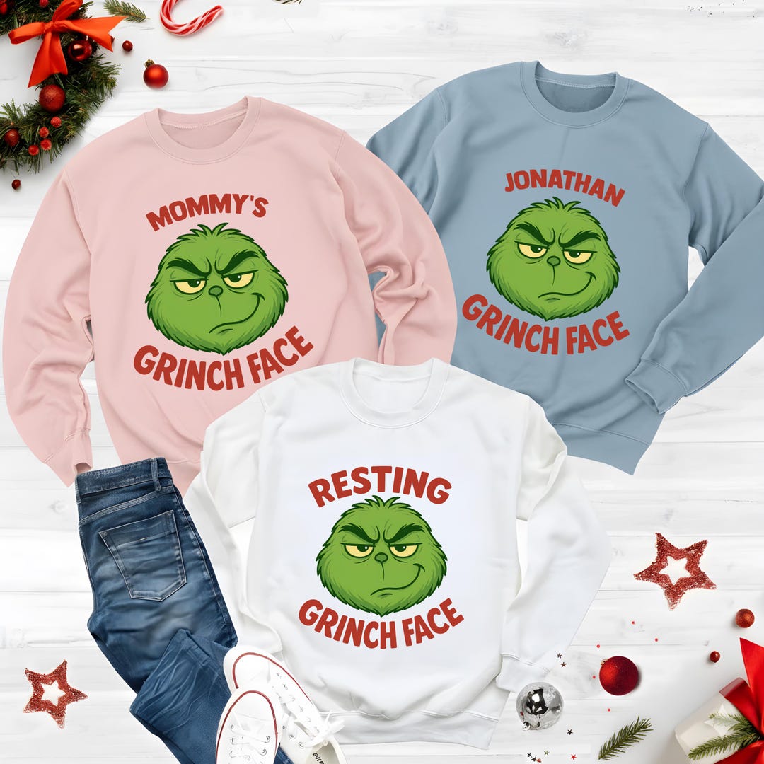 Custom Personalized Grinch Christmas Crewneck Sweatshirt- Funny Grinch ...