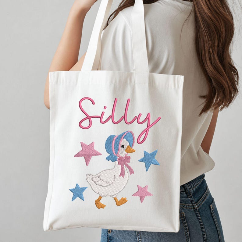 Silly Goose Girl Embroidery Design, Animal Digital File, 5 Sizes - Etsy