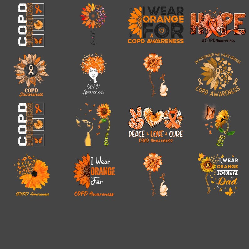 Sunflower COPD Awareness PNG – Orange Ribbon Funny Sarcastic Floral ...