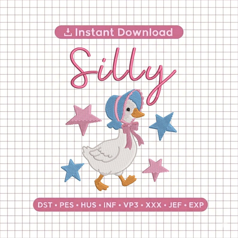 Silly Goose Girl Embroidery Design, Animal Digital File, 5 Sizes - Etsy