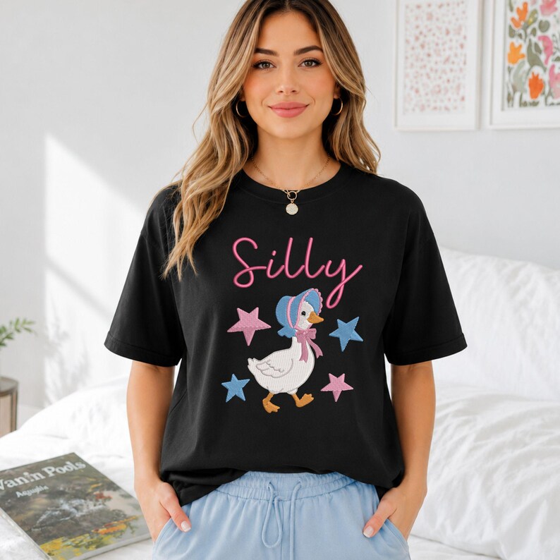 Silly Goose Girl Embroidery Design, Animal Digital File, 5 Sizes - Etsy