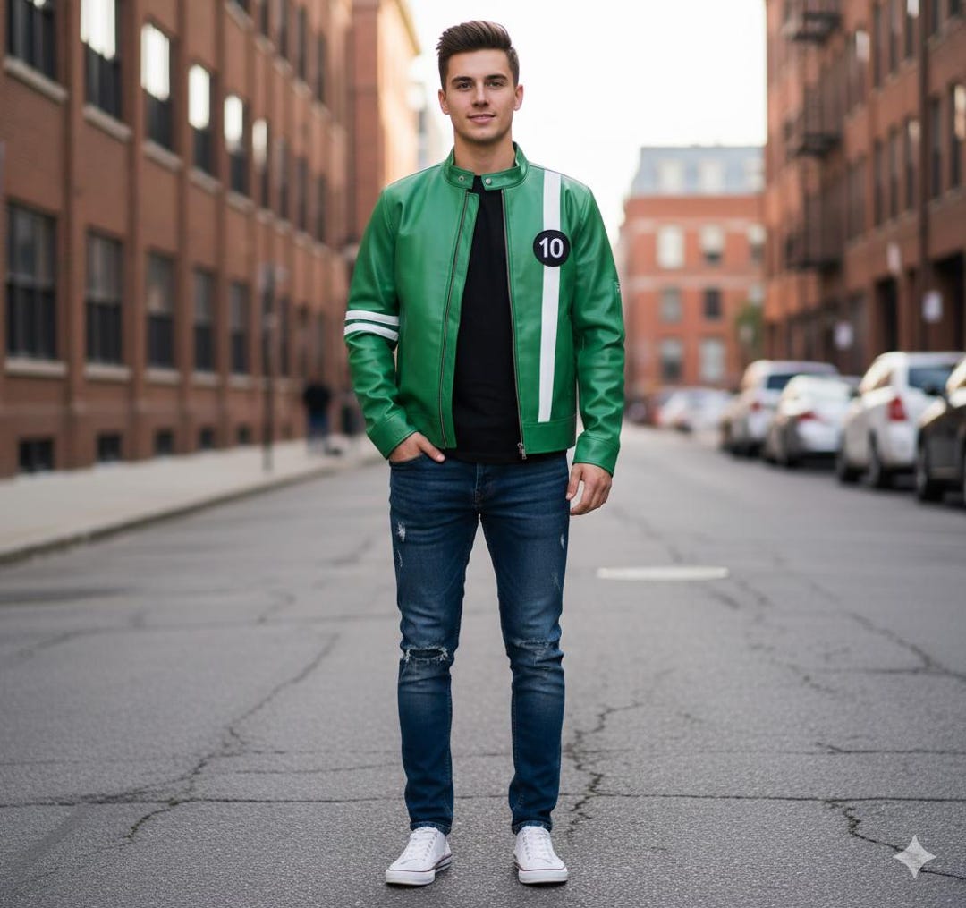 Men's Ben 10 Alien Swarm Leather Jacket: Green Cosplay Costume - Etsy UK