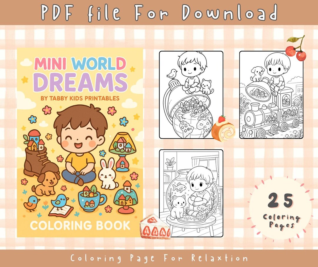 Mini World Dreams L 25 Pages Coloring - Etsy