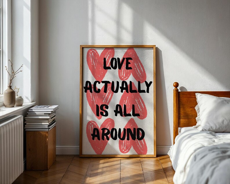 Love Actually Print: Romantic Hearts Valentine's Day Wall Art (digital ...