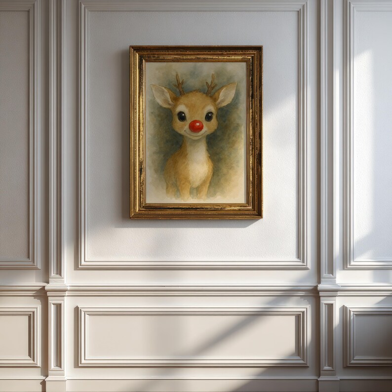 Rudolph Reindeer Printable: Christmas Reindeer Wall Art, Nursery ...