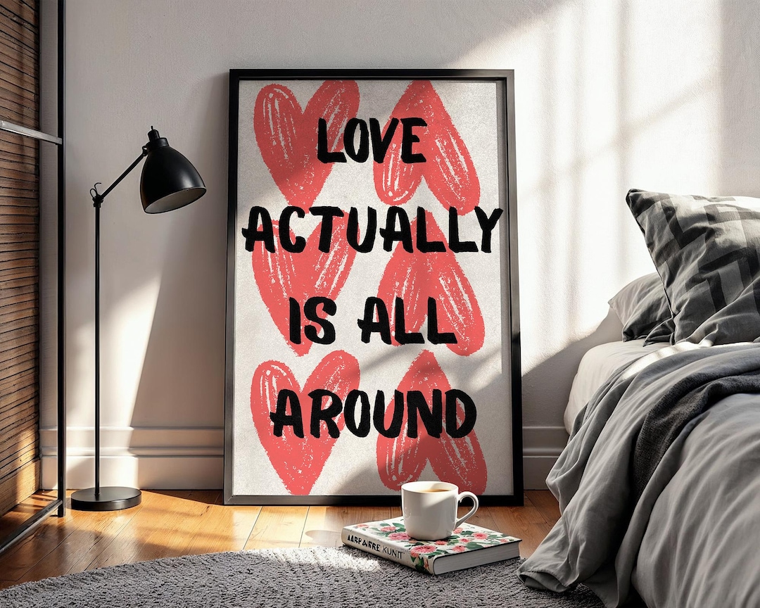 Love Actually Print: Romantic Hearts Valentine's Day Wall Art (digital ...