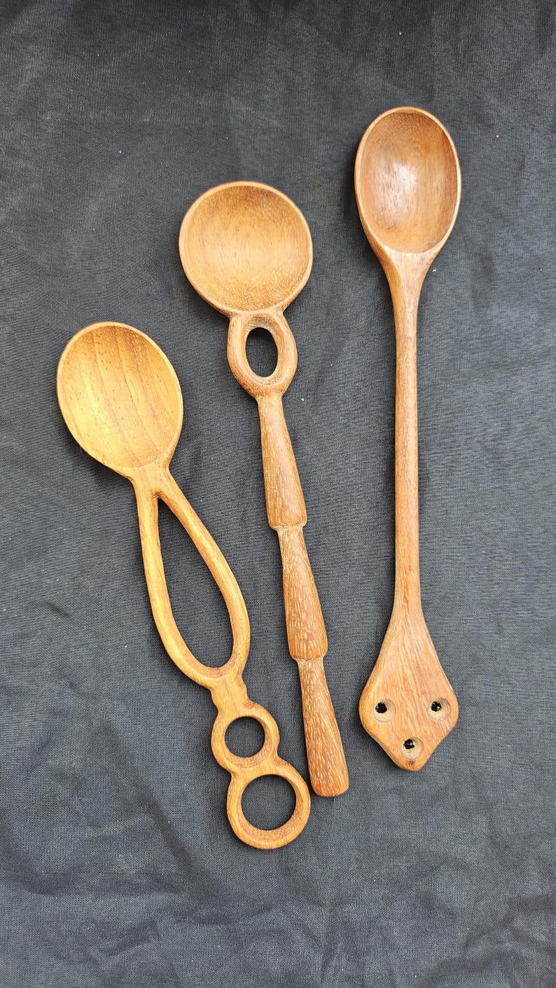 33 Assorted Design Wooden Spoons Handcarved Organic, Handmade Wooden ...
