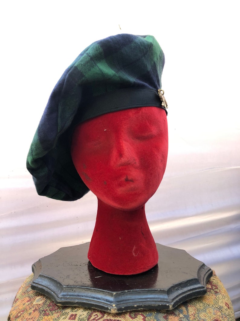 Blackwatch Tam, Green Plaid Scottish Bonnet, Beret, Men's Tam, Women's ...