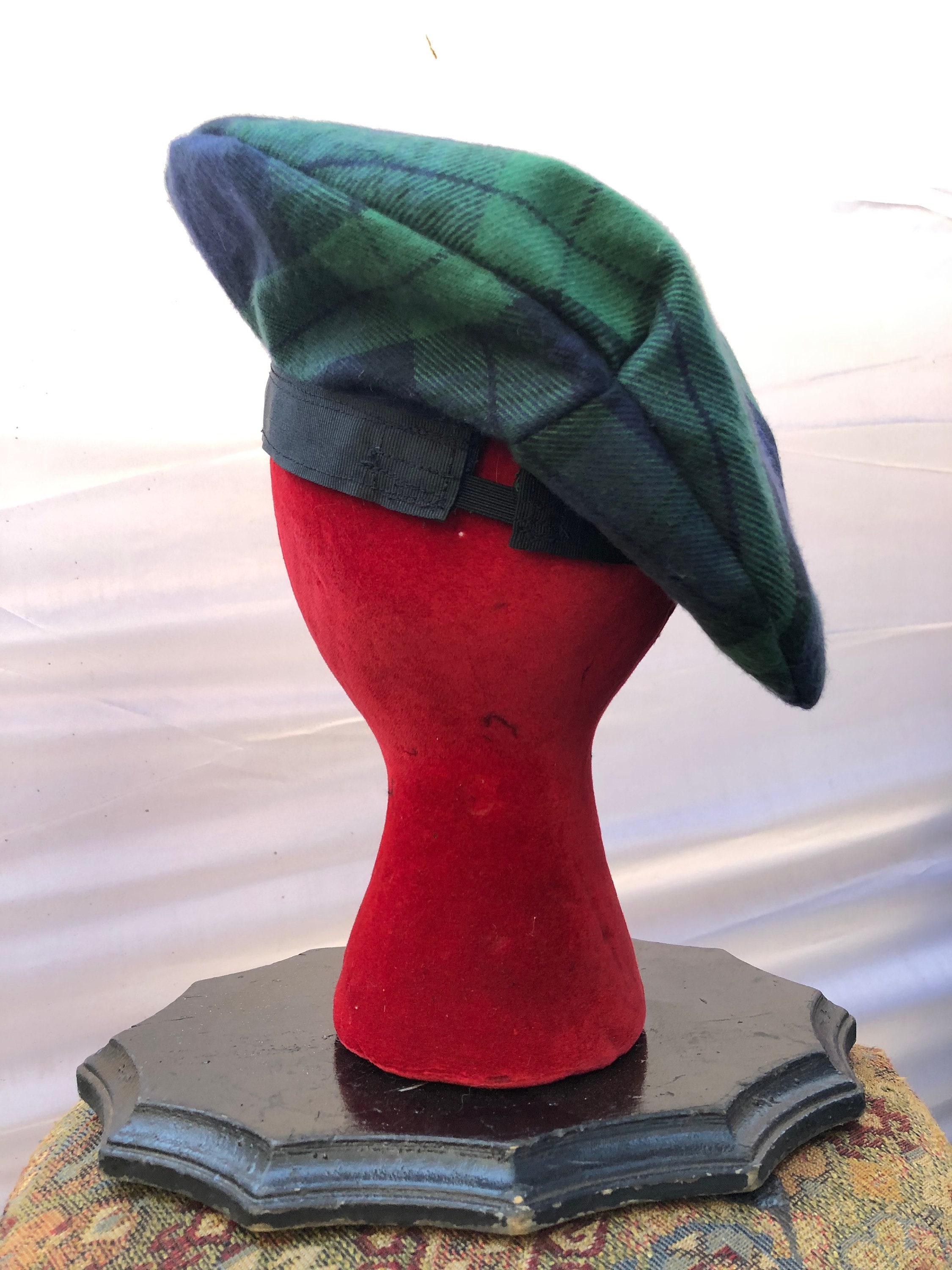 Blackwatch Tam, Green Plaid Scottish Bonnet, Beret, Men's Tam, Women's ...