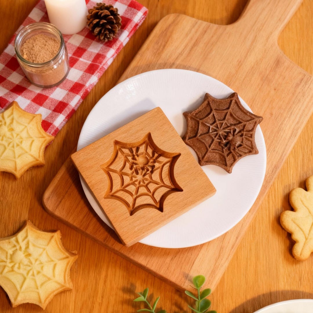 Spider Web Wood Cookie Mold: Spider Biscuit Embossing - Etsy