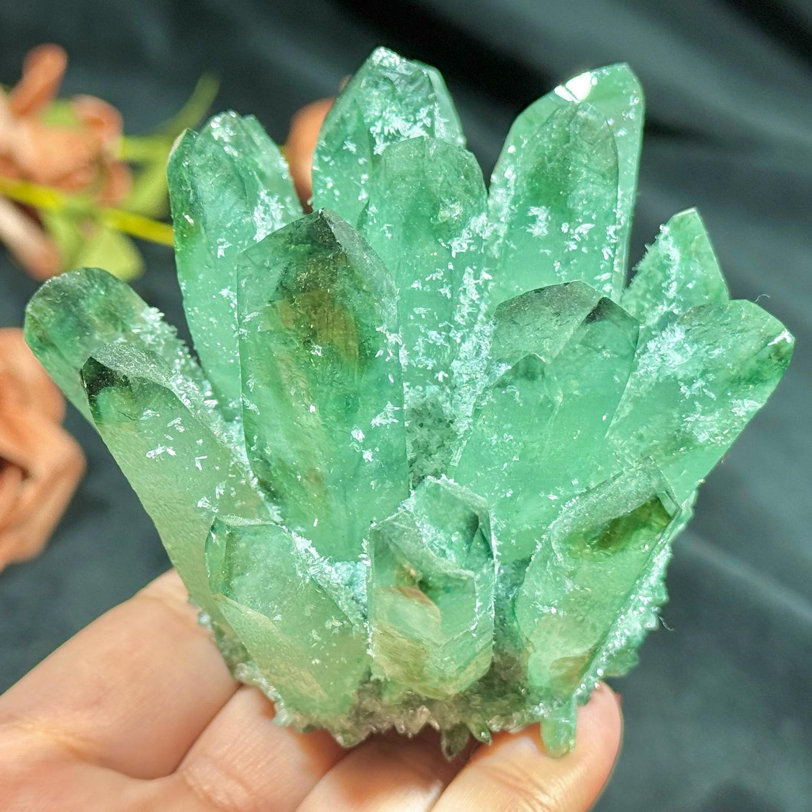 300g+ Green Crystal Clusters, Quartz Dots VUG, Healing Crystals, Home ...