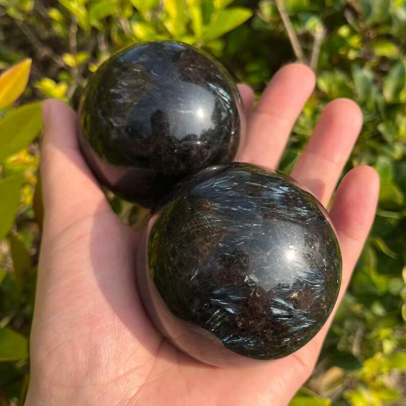 1.97"+ Natural Fireworks Stone Crystal Ball, Hand Polished Quartz Ball ...