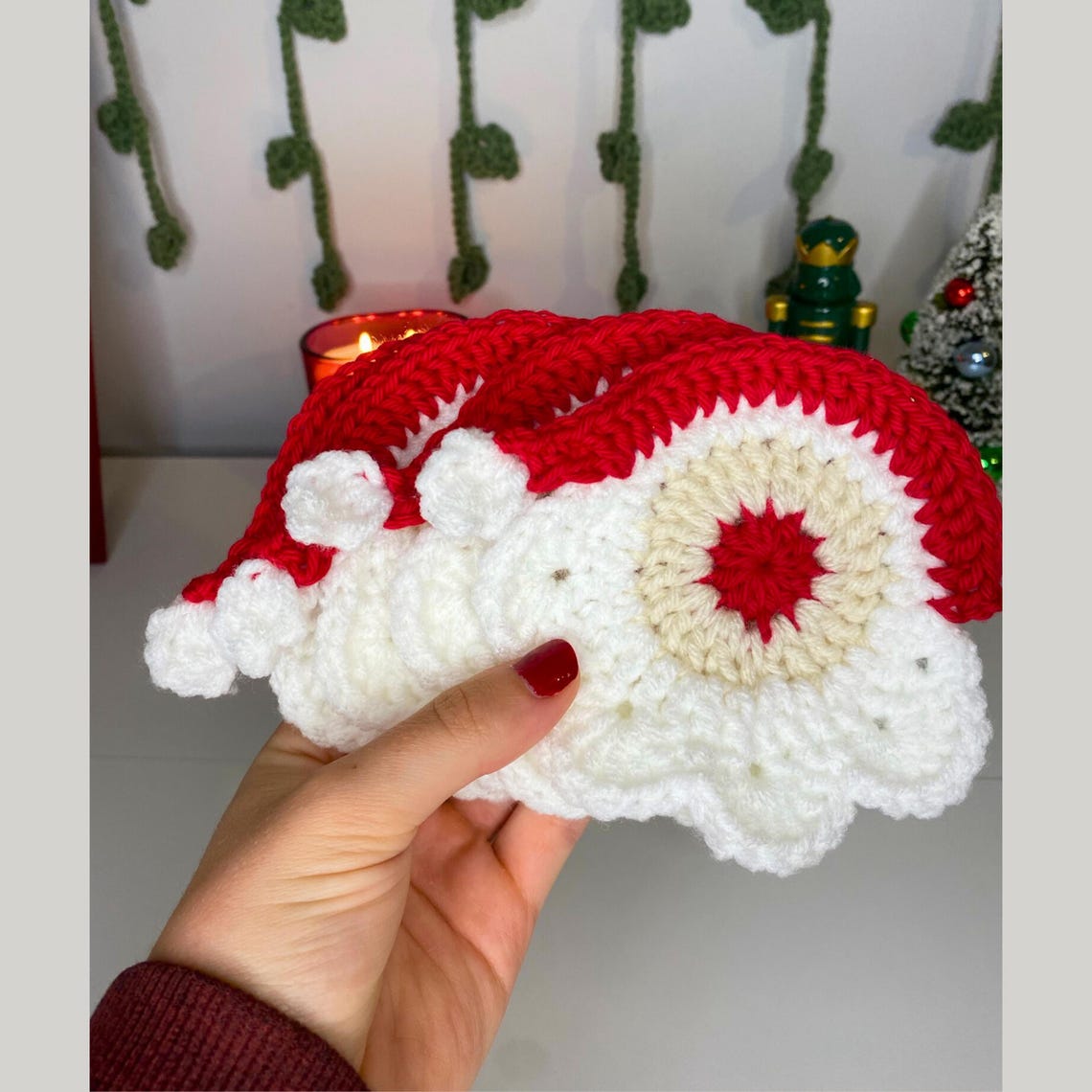 Santa Coasters – Set of 4 | Crochet Christmas Coasters | Festive ...