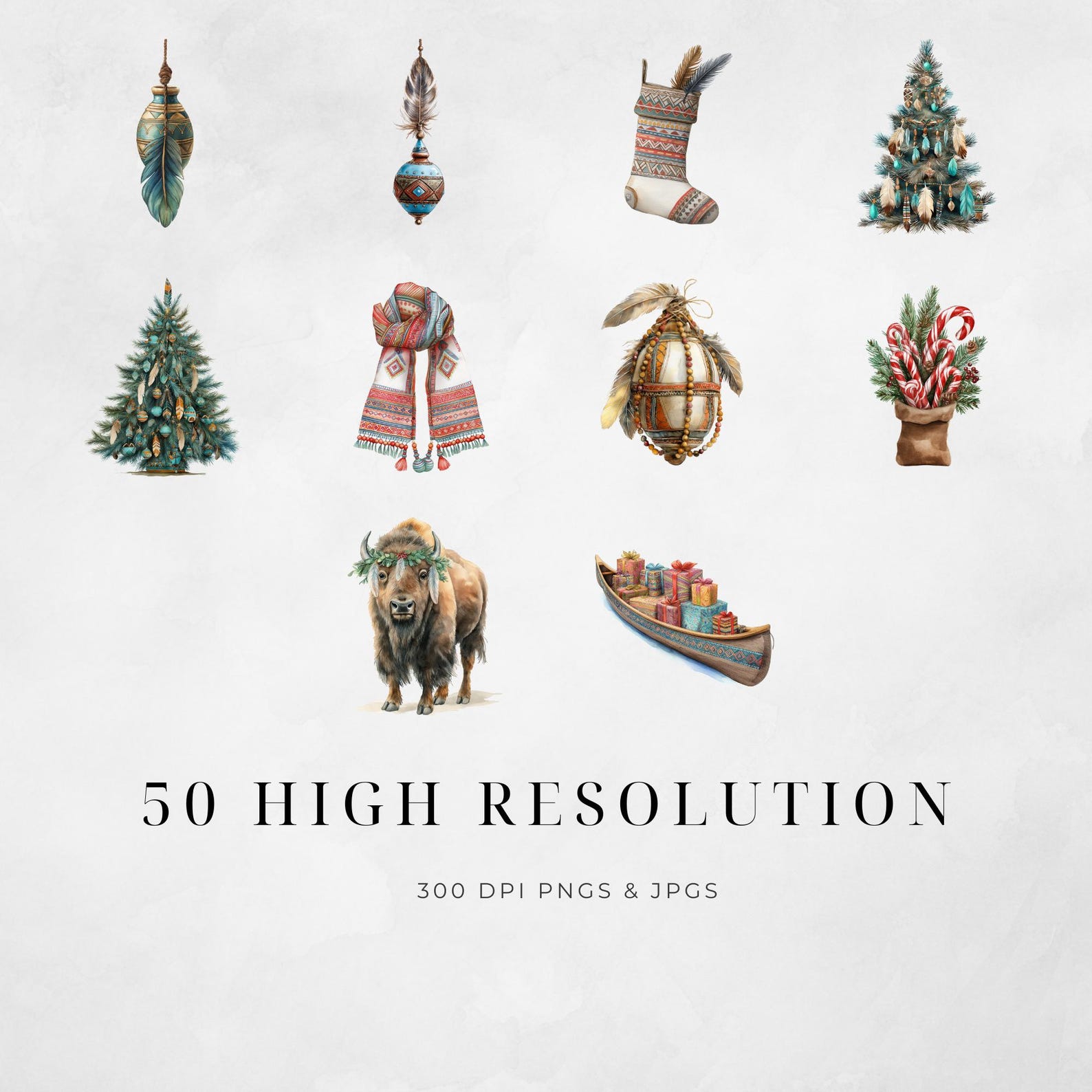 Native Inspired Christmas Clipart, Tribal Christmas Decor, Dreamcatcher ...