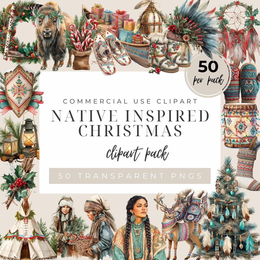 Native Inspired Christmas Clipart, Tribal Christmas Decor, Dreamcatcher ...