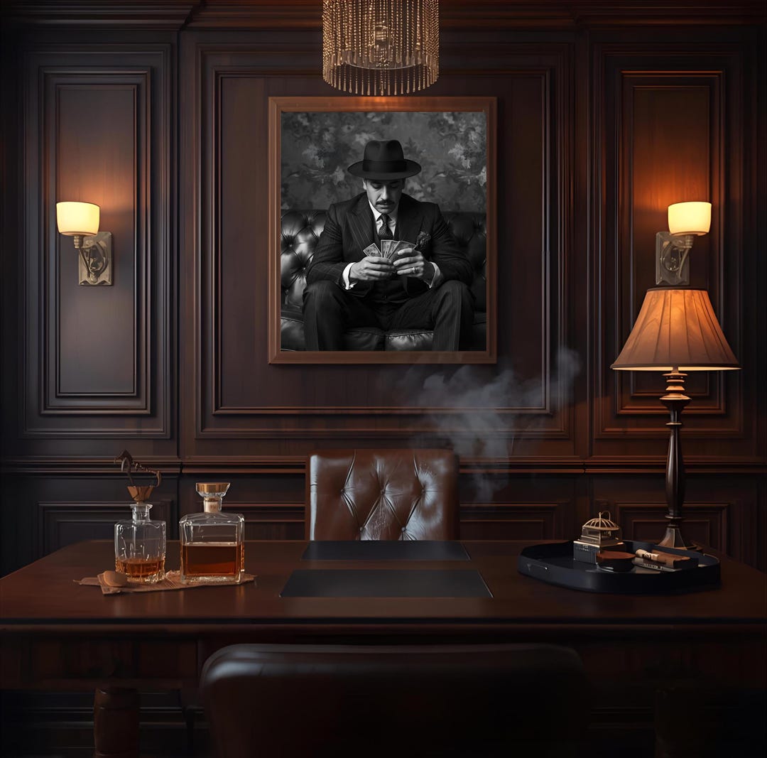 The Man From the Shadow World – Old Money Poster in Black and White - Etsy