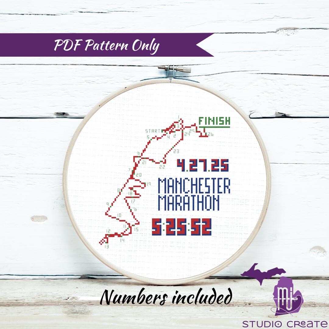 Manchester Marathon Cross Stitch Pattern | PDF Only | Run Finish ...