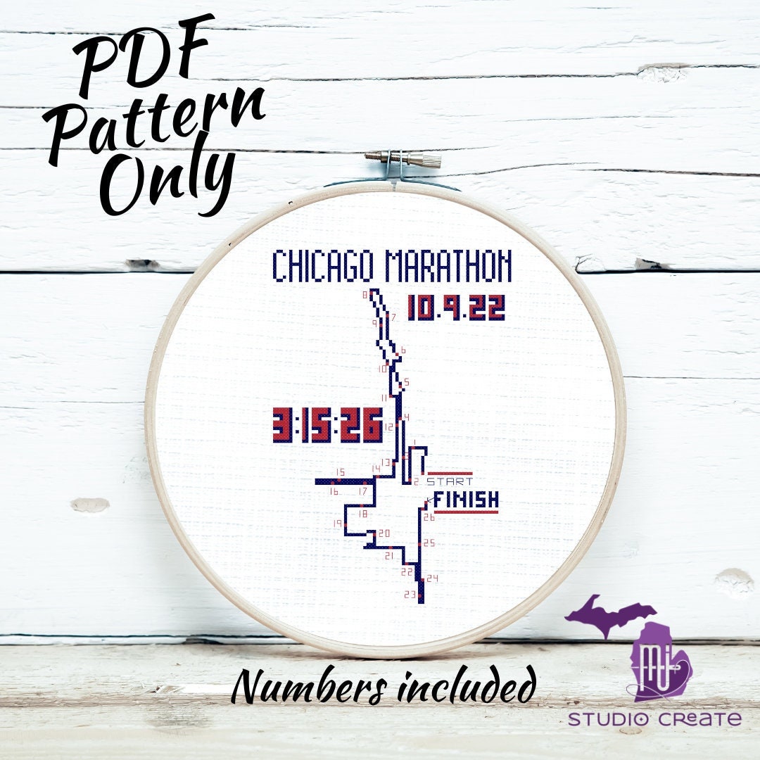 Chicago Marathon Cross Stitch Pattern | PDF Only | Run Finish ...