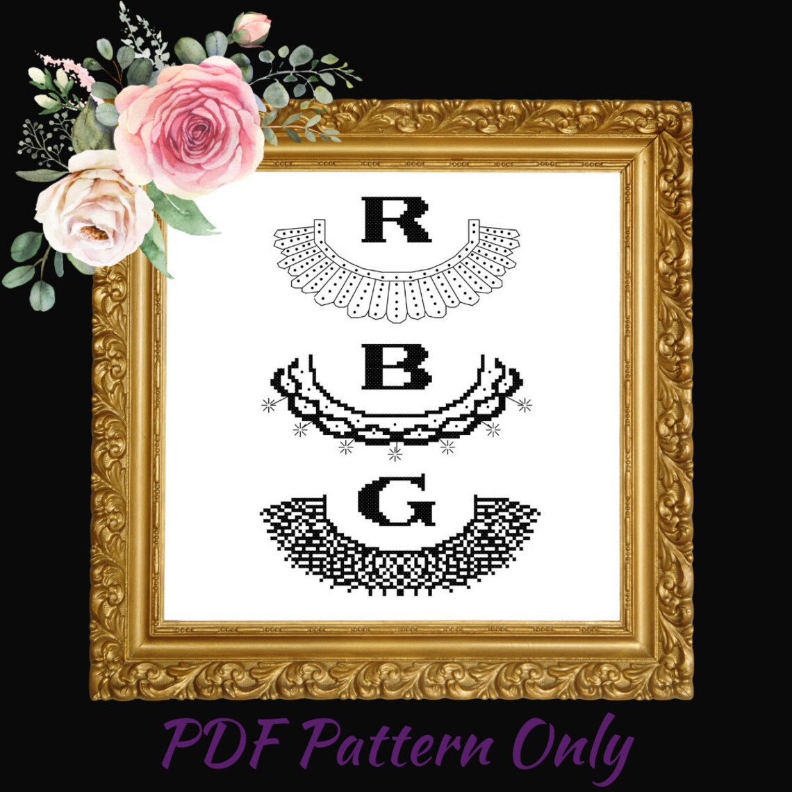 RBG Tribute Cross Stitch Pattern | PDF Only | Ruth Bader Ginsburg ...