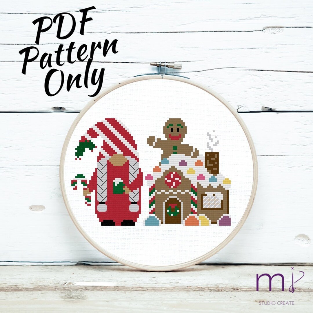 Gingerbread Gnome Stitch Pattern | PDF Only | Xstitch Christmas Holiday ...