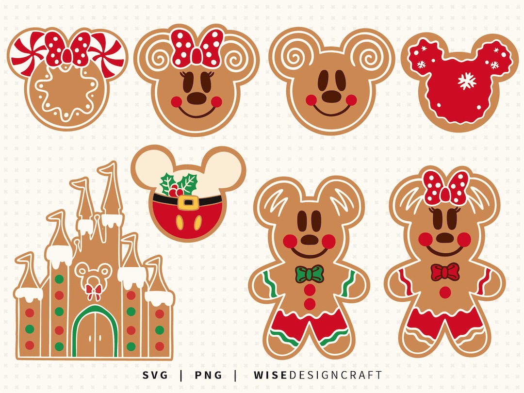 Mickey and Minnie Gingerbread SVG Bundle: Disney Castle, Mickey Head ...