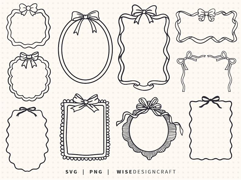 Bow Frame SVG PNG, Pink Coquette Layered Files (digital Download) - Etsy