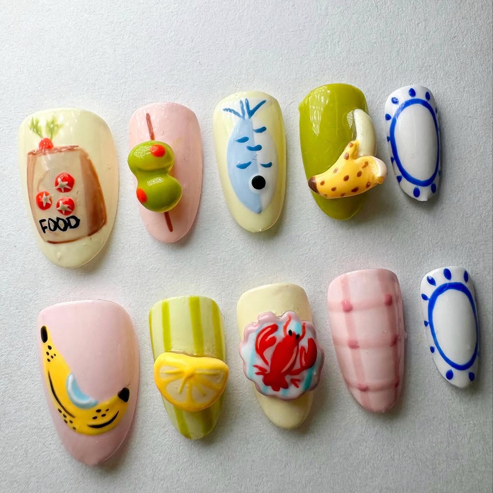 Food Market 3D Press on Nails: Handmade Summer Fruit Nail Art - Etsy