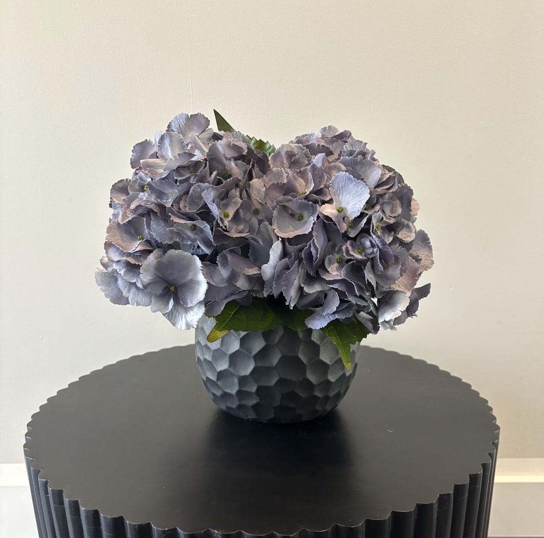 Midnight Blue Hydrangea Arrangement: Modern Faux Floral Decor - Etsy