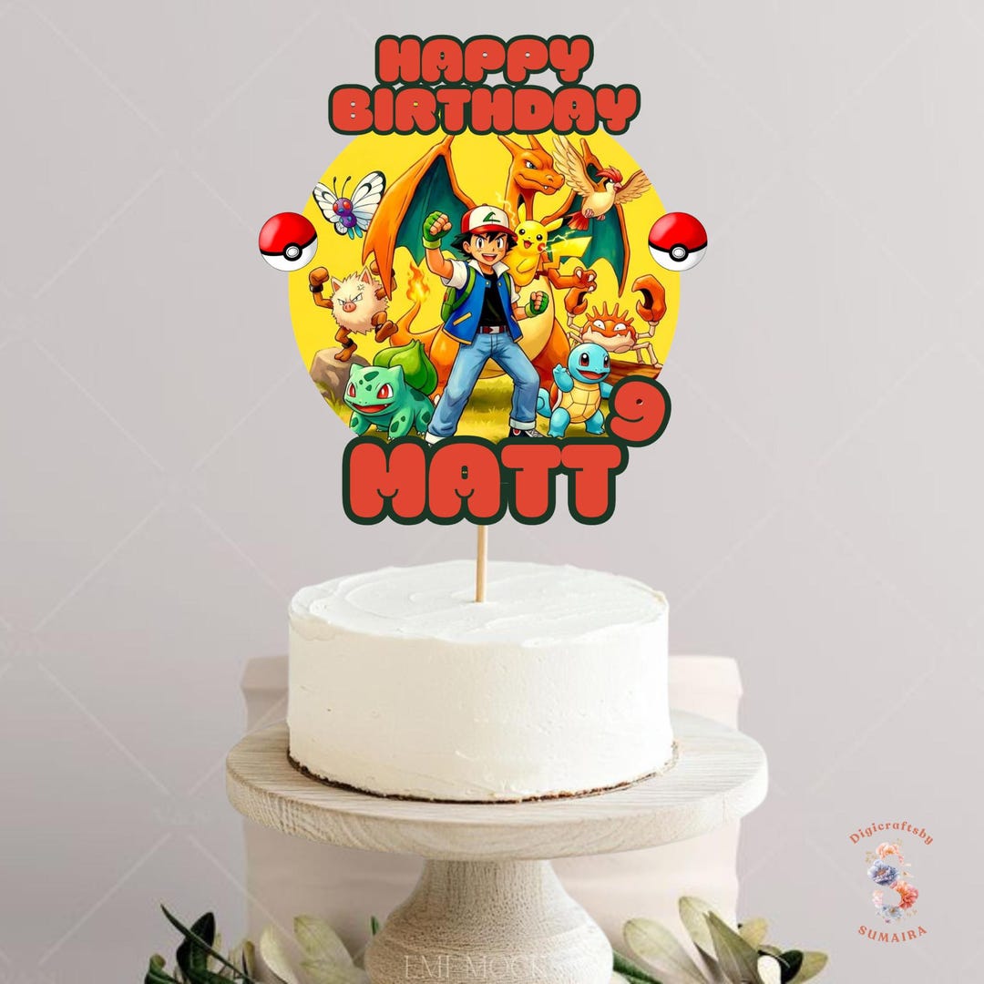 Pokemon Cake Topper, Pikachu Cake Topper, Kids Birthday Cake Decoration ...