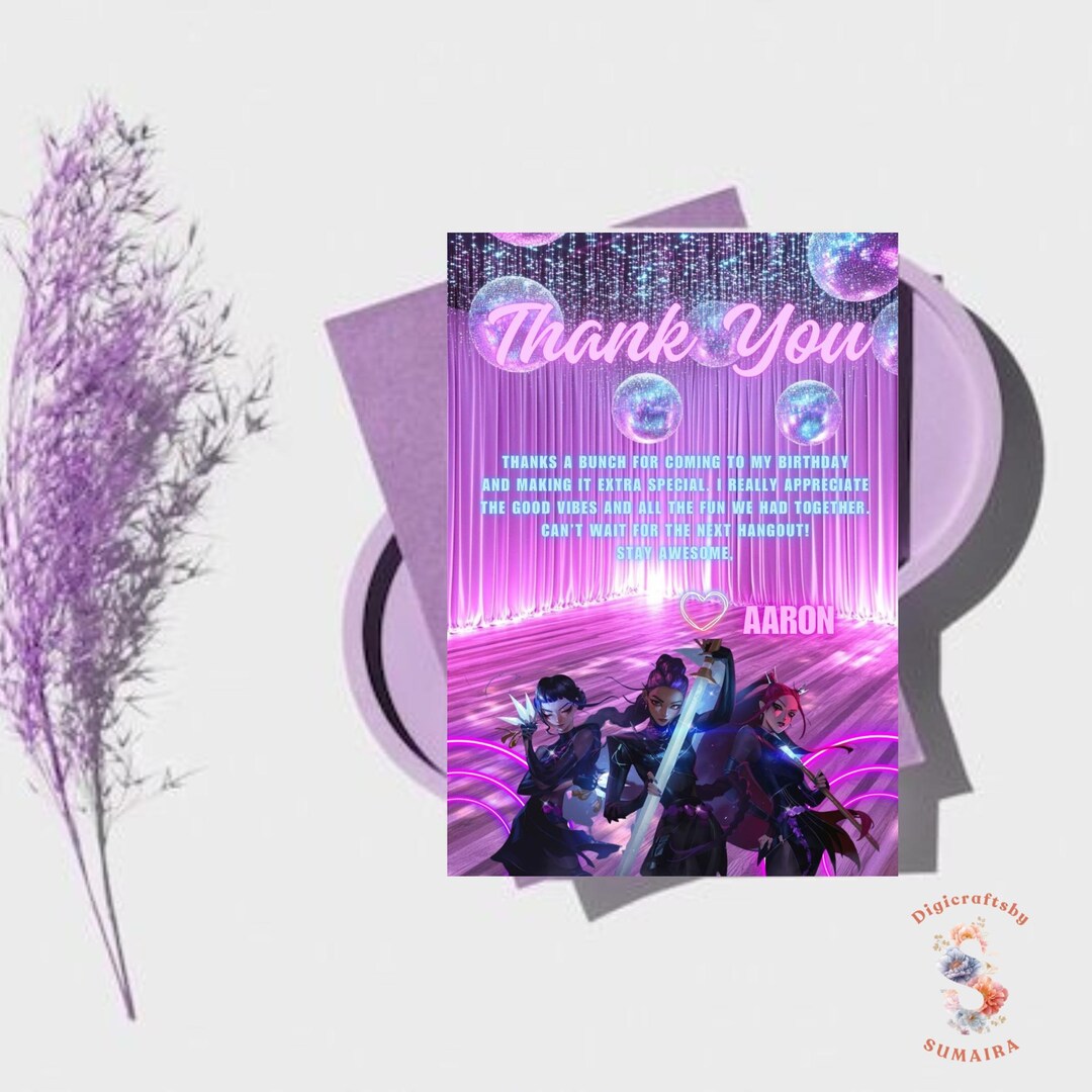 KPOP Demon Slayer Thank You Card, Huntrix Birthday (digital Card) - Etsy